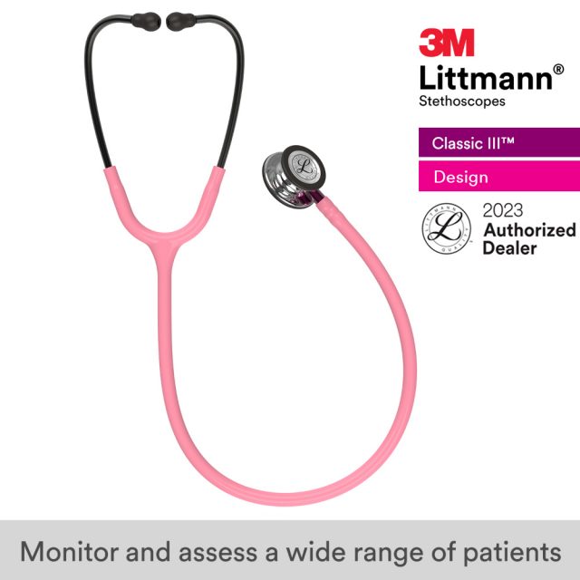 3M Littmann Classic III Stethoscope – Pearl Pink Tube, Mirror Finish ...