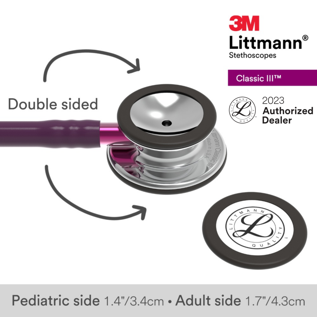 3M Littmann Classic III Stethoscope – Plum Tube, Mirror Finish, Pink ...