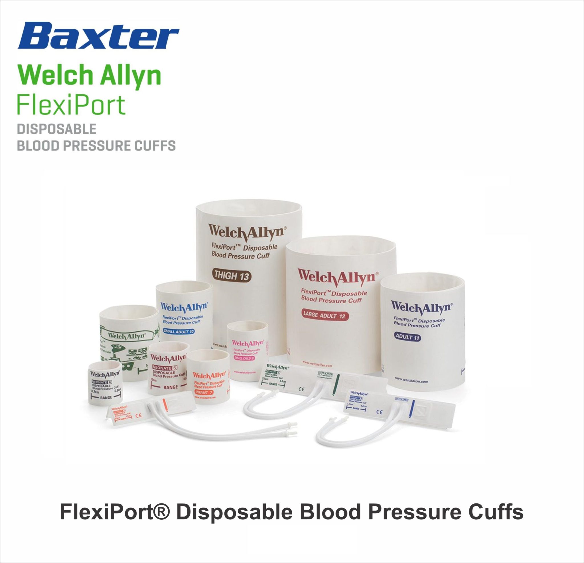 Welch Allyn FlexiPort Disposable Blood Pressure Cuffs (Pack of 20 pcs ...